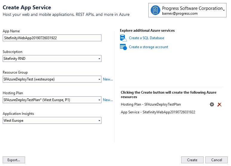 Publish your project to Azure App Services - Sitefinity CMS Deploy and upgrade